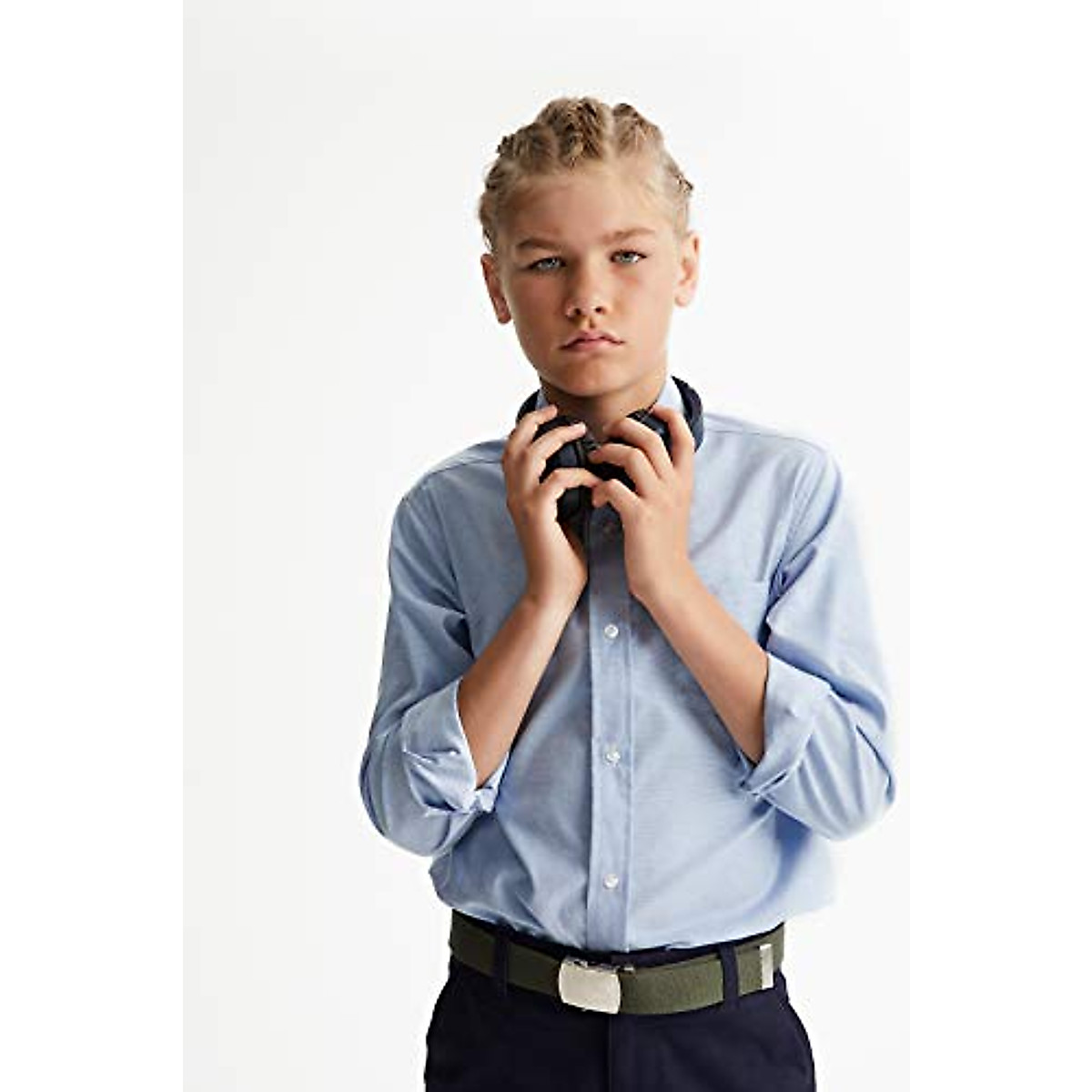 French Toast Boys Long Sleeve Oxford Shirt (Standard & Husky), Light Blue, 10