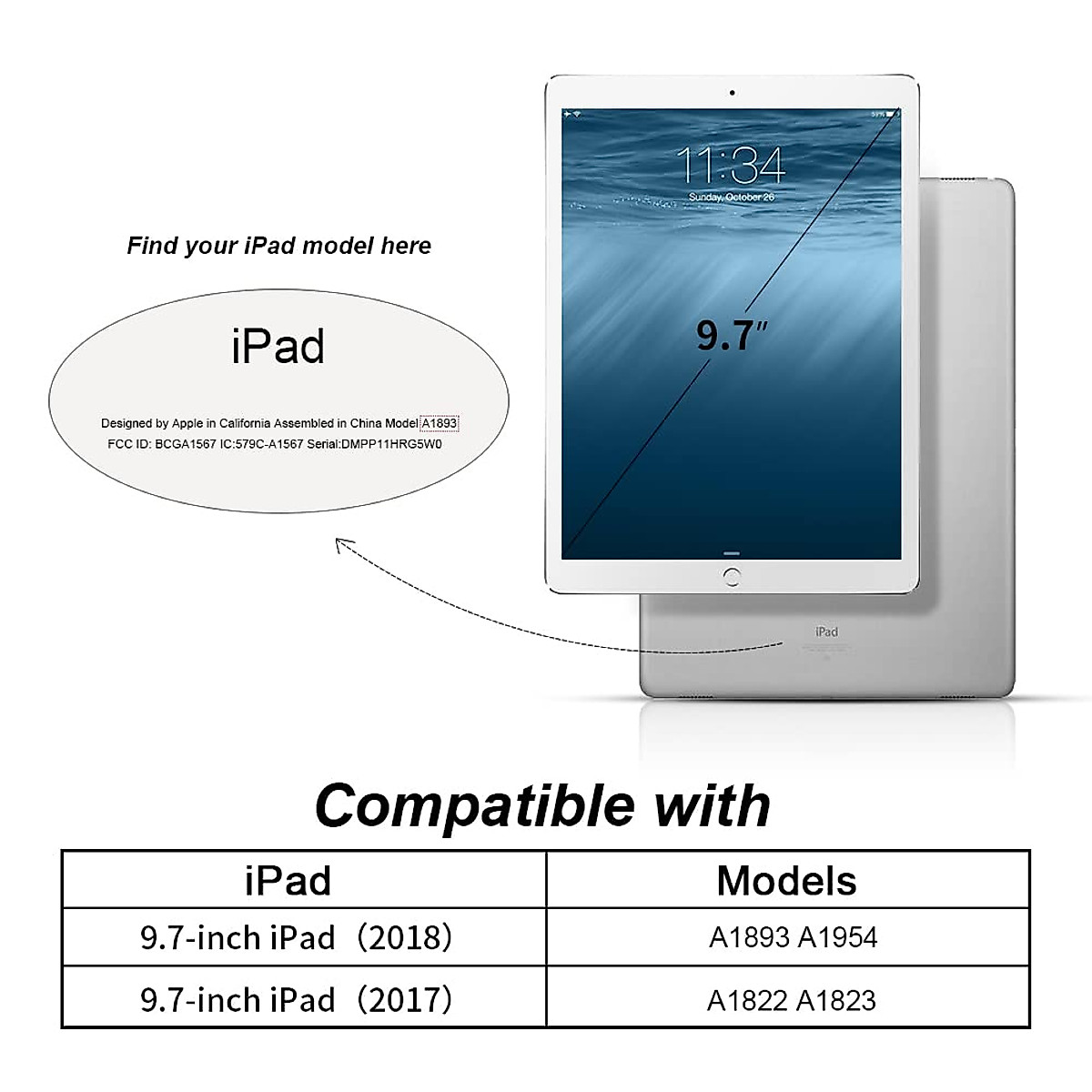 Aoub Case for iPad 6th/5th Generation Cases 9.7 inch 2018/2017 with Pencil Holder, Slim Lightweight Smart Stand Cover, Auto Wake/Sleep, Model A1893 A1954 A1822 A1823, Light Green
