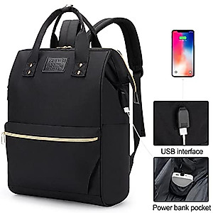 Tzowla Laptop Backpack for Women, Carry on Backpack, Durable Water Resistant, Light Weight, Reinforced Edges and Steel Frame, Metal Zippers, Travel, Black, 15.6 Inch