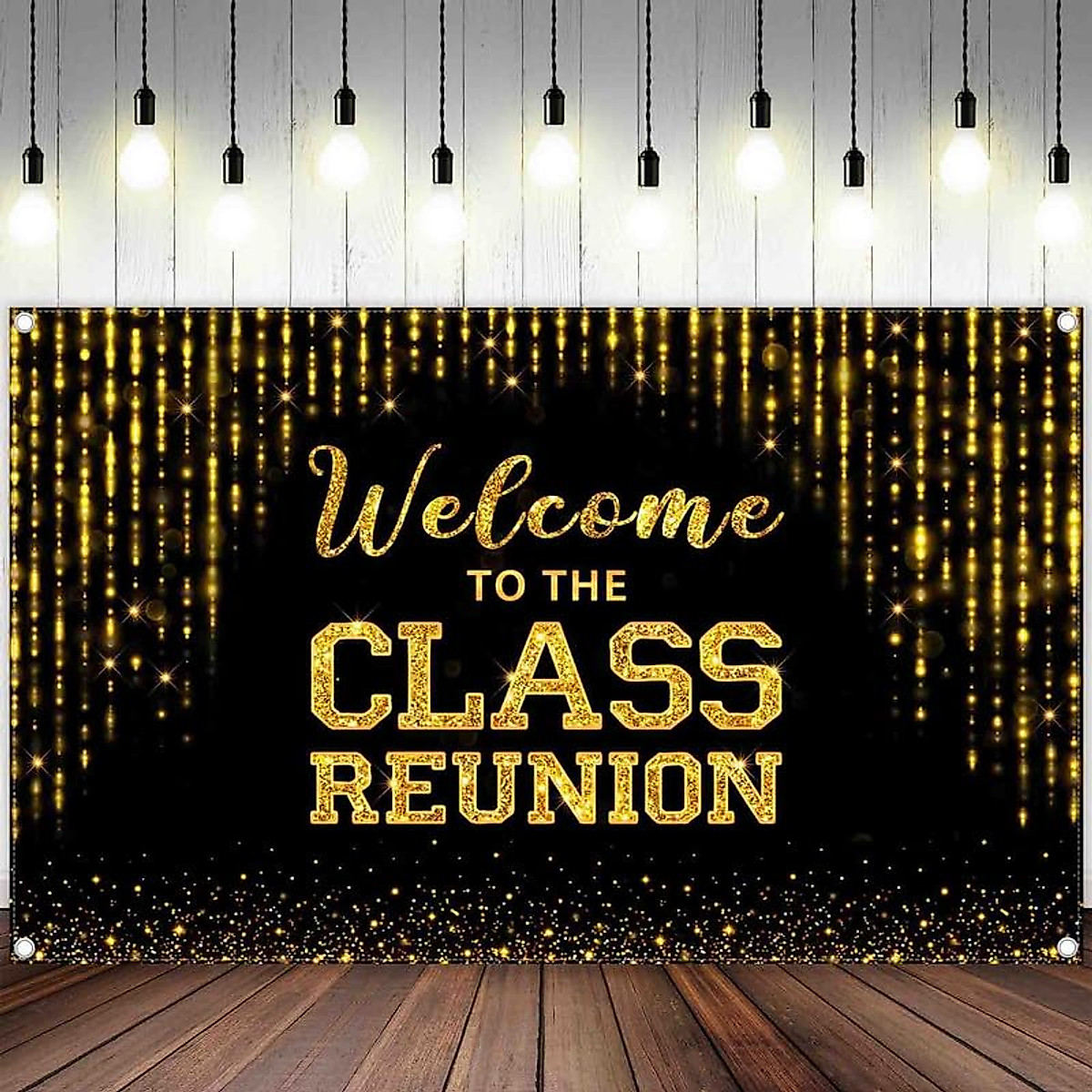 Swepuck 72x43inch Fabric Golden Welcome to The Class Reunion Backdrop 20th 30th 40th Reunion Photography Background School Party Decorations Photo Booth Banner