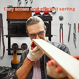 QUKEEO Power Tool Organizer,Power Tool Organizer Wall Mount & Drill Holder Wall Mount Garage Storage Rack,Open design, ideal for hand-held and power tool storage.(Black)