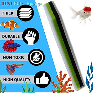 CORISRX 3IN1 Aquarium Filter Sponge Foam Pads - Filter Media for 20 Gallon Betta Fish Tank Supplies, Brine Shrimp Coarse Sponge Bio Filter Sheet - Filter Sponge Accessories (3IN1 Filter Sponge)