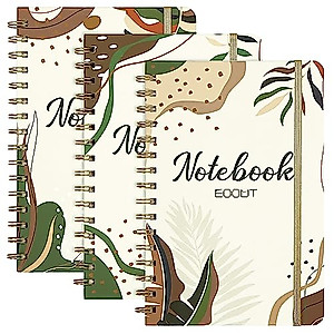 EOOUT Spiral Notebook, 3pcs, Aesthetic, For Women boho style, 8.5 x 5.7 Inches, College Ruled Notebook, With Pockets, Lined Pages A5 Size
