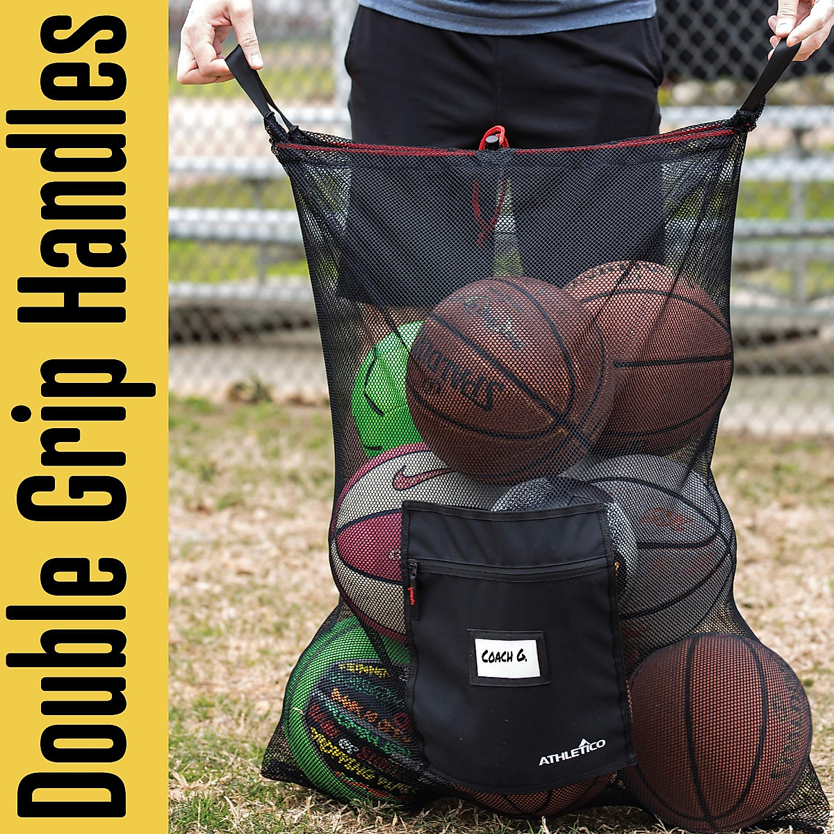 Athletico Extra Large Ball Bag - Mesh Soccer Ball Bag - Heavy Duty Drawstring Bags Hold Equipment For Sports Including Basketball, Volleyball, Baseball, Swimming Gear or The Beach