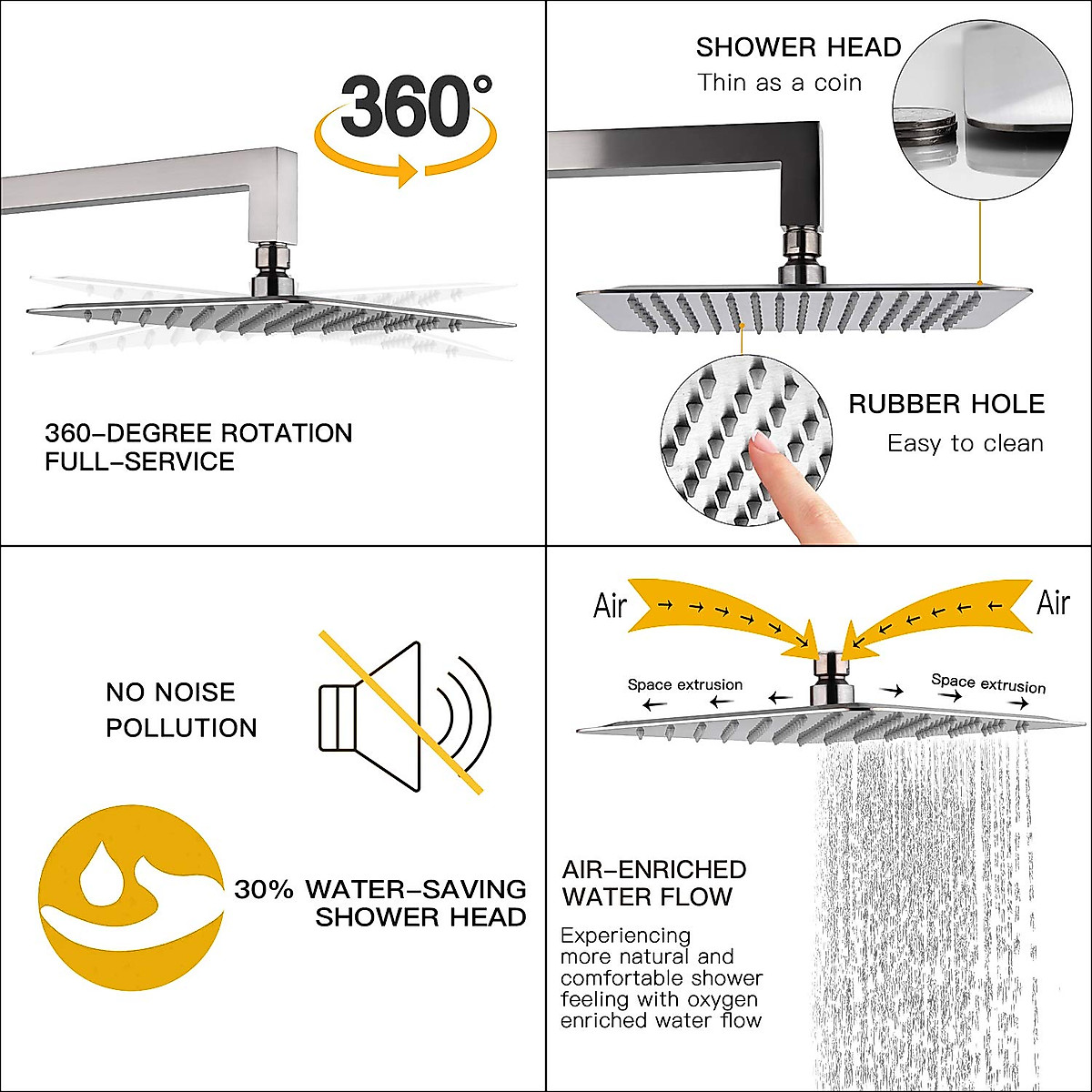 Gappo Shower System Brushed Nickel Wall Mounted High Pressure 10 Inch Rain Shower Head System Rainfall Shower Faucet Shower Combo Set with Handheld Rough-in Valve Included