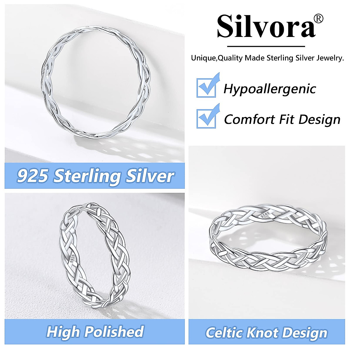 Skin-Friendly Knot Band Ring Sterling Silver Eye-catching Wedding Jewelry for Female with Gift Packaging