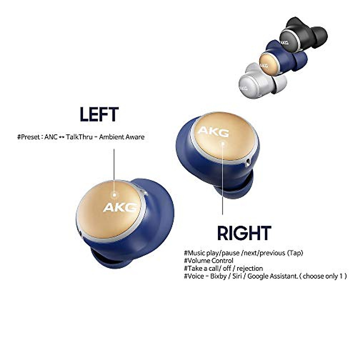 AKG N400 True Wireless Bluetooth Earphones ANC Canal Type (Black)