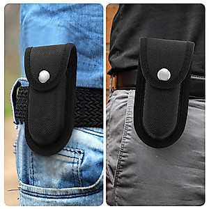 Nylon Pocket Knife Sheath, 4'' Multitool Pouch, Folding Knife Belt Sheath with Snap Closure and Vertical Carry Belt Loop, Multitool Case for Outdoor or Daily Use, Medium Size