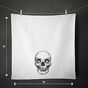 RubiaRojo Skull Halloween Kitchen Towel - Scary Flour Sack Dishcloth - White Hand Towel