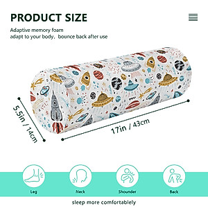 Vnurnrn Space Rockets Neck Support Pillow Round Neck Roll Bolster Cylinder Pillow Cervical Pillows Shoulder Pillow for Leg Knee Back Head Support for Study Work Men Women