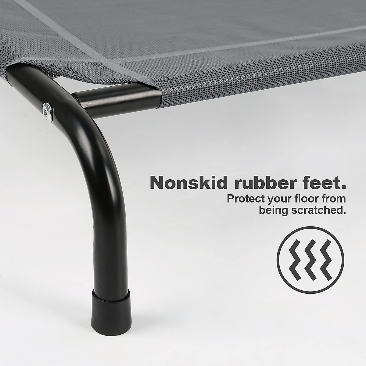 DogBaby Elevated Dog Bed, Outdoor Dog Bed Raised Dog Bed Dog Cot with Washable Breathable Mesh Dog Cots Beds for Large Dogs Chew Proof Cooling Dog Bed for Indoor Outdoor Use Grey