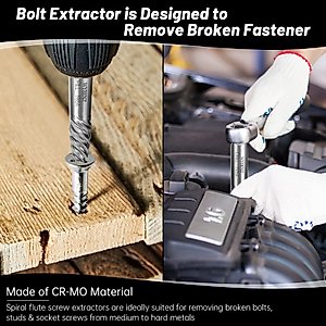 10Pcs Screw Extractor and Left Hand Drill Bits Set,Bolt Extractor Screw Remover Kit Spiral Reverse Bits for Easily Remove Stripped Studs and Bolts(Updated)