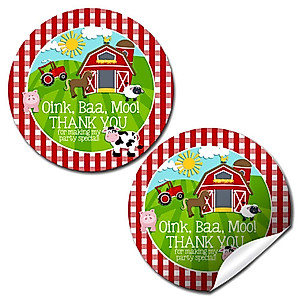Barnyard Bash Birthday Party Sticker Labels, 40 2" Party Circle Stickers by AmandaCreation, Great for Party Favors, Envelope Seals & Goodie Bags