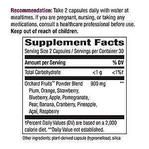 Nature's Way Orchard Fruits Powder Blend, 12 Fruit Blend, 900mg Per Serving, 60 Capsules