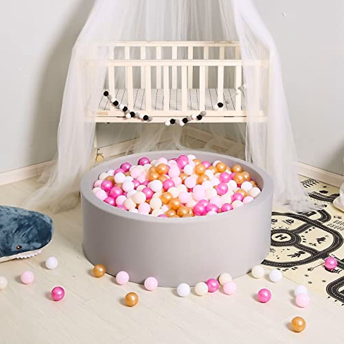 GOGOSO Ball Pit Balls for Toddles Kids Plastic Ballpits Accessories Crush Proof Durable Fun Shape Play Baby Bath Toys,2.15inch 100count Pink Dark Pink Brown