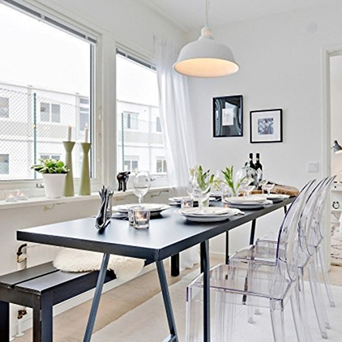 2xhome Louis Large Transparent Vanity Mid Century Ghost Chair, Clear