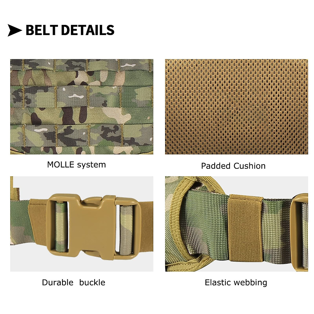 5 in 1 Tactical Duty Padded Belts for Law Enforcement Modular Heavy Equipment Police Duty Utility Belt with Pouches (CP)