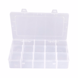 Qudqju Tackle Box Organizer Plastic Organizer Box with Dividers Bead Organizer Box Container Clear Snackle Box Container Large 15 Grid Box Organizer