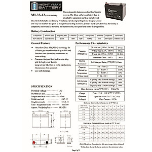 Mighty Max Battery ML35-12 - 12 Volt 35 AH SLA Battery - Pack of 2