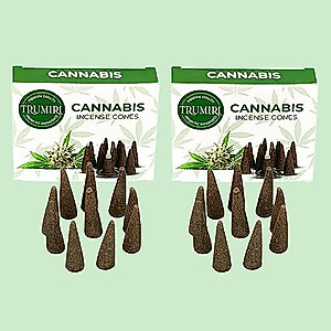 Cannabis Scented Incense Cones - Total 20 Cone Incense - Dual Pack of 10 Insence Cones - Incense Cones Scented - Cone Incense Scents - Insense Cones - Incent Cone