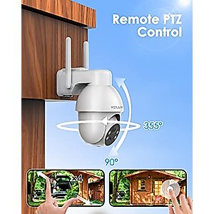 VIZIUUY 5MP Solar Security Camera Outdoor, Wireless Battery Powered Security Camera with 360°View, Pan and Tilt, Color Night Vision with Floodlight,PIR Human Detection,Compatible with Alexa