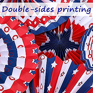 90shine 37PCS 4th/Fourth of July Decorations Set - Red White Blue Patriotic Memorial Day Paper Fans + Hanging Swirls + Star Streamer + Balloon Garland Home Outdoor Birthday Party Decor Supplies