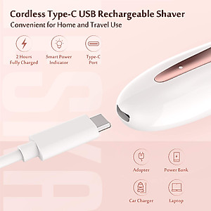 EESKA Bikini Trimmer for Women, 2-in-1 Rechargeable Womens Electric Shaver Pubic Hair Trimmer for Legs Arm and Bikini Hair, Painless Hair Removal Groomer Kit, IPX7 Waterproof (2-in-1 Shaver, White)