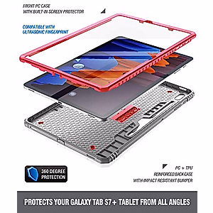 Poetic Revolution Case Designed for Galaxy Tab S7 Plus 2020 / S8 Plus 2022 12.4 inch, Full-Body Heavy Duty Case with S Pen Holder, Support S Pen Wireless Charging,Built-in-Screen Protector, Pink