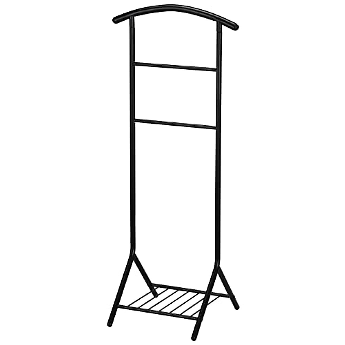 Kings Brand Furniture - Amos Black Metal Wardrobe Suit Valet Stand Organizer, Clothes Rack, Contour Hanger, Trouser Shoe Rack