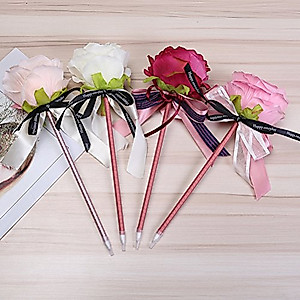 TOYMYTOY Handmade Rose Flower Ballpoint Pens for Girls Gift Ball Pen Office School Stationery,4 Pcs