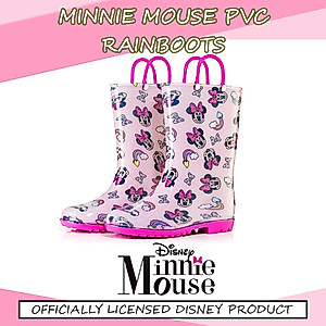 Disney Minnie Mouse Girls Pink PVC Rainboots - Easy-On Handle - Size 6 Toddler