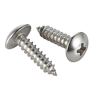 #10 x 1 Truss Head Sheet Metal Screws Wood Screws, 304 Stainless Steel 18-8, Self Tapping, 100 PCS