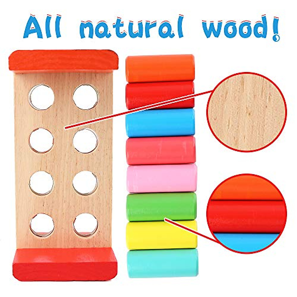 Joyshare Pounding Bench Wooden Toy with Mallet, Hammer Toys for Toddlers 2-3 4 5 Year Old