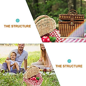 BESPORTBLE Bread Storage Basket Handheld Basket Outdoor Picnic Basket with Double Lids