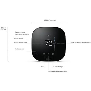 ecobee3 Smarter Wi-Fi Thermostat with Remote Sensor, 2nd Generation