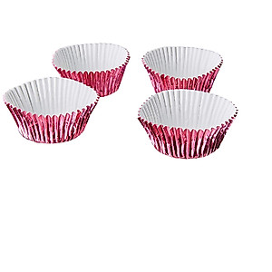 200 Pack Magenta Foil Cupcake Liners for Baking, Standard Size Metallic Cups for Muffins (2 x 1 In)