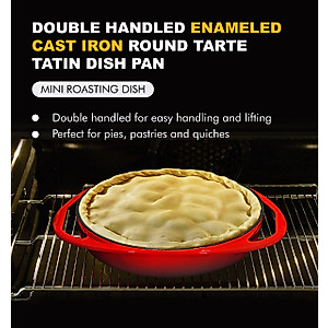 Bruntmor Red Enameled Round Cast Iron Baking Pan