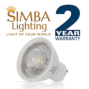 Simba Lighting LED GU10 5W Dimmable Spot Light Bulb (6 Pack) Halogen 50W Replacement MR16 Shape for Accent, Recessed, Track Lighting, 38° Beam Angle, 120V, Twist-N-Lock Bipin Base, 5000K Daylight