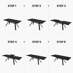Acanva Expandable Dining Table for 6-8 Seat, Modern Rectangle Design with Extension Leaf for Kitchen Restaurant, Thicker Top and Carbon Steel Pedestal, 70.9''(+23.6)x35.5''x30'', Black