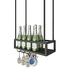 Black Wine Rack Wine Bottles Display Racks Glass Goblets Storage Shelf Ceiling Hanging Holder Wall Mounted Iron Shelving for Under Cabinet, Kitchen, Bar, Restaurants (Size : 120x25
