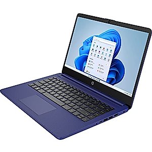 HP Stream 14inch HD Display, Intel Celeron Quad-Core Processor, 32GB DDR4 Memory, 128GB Storage (64GB eMMC+64GB Card),WiFi,Webcam,Bluetooth, Windows 11 S, Indigo Blue (Renewed)