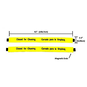 HAYLINS Restroom Closed for Cleaning Sign with Magnetic Ends (2 Pack) English & Spanish Nylon bathroom door signs 42"x 3.5"