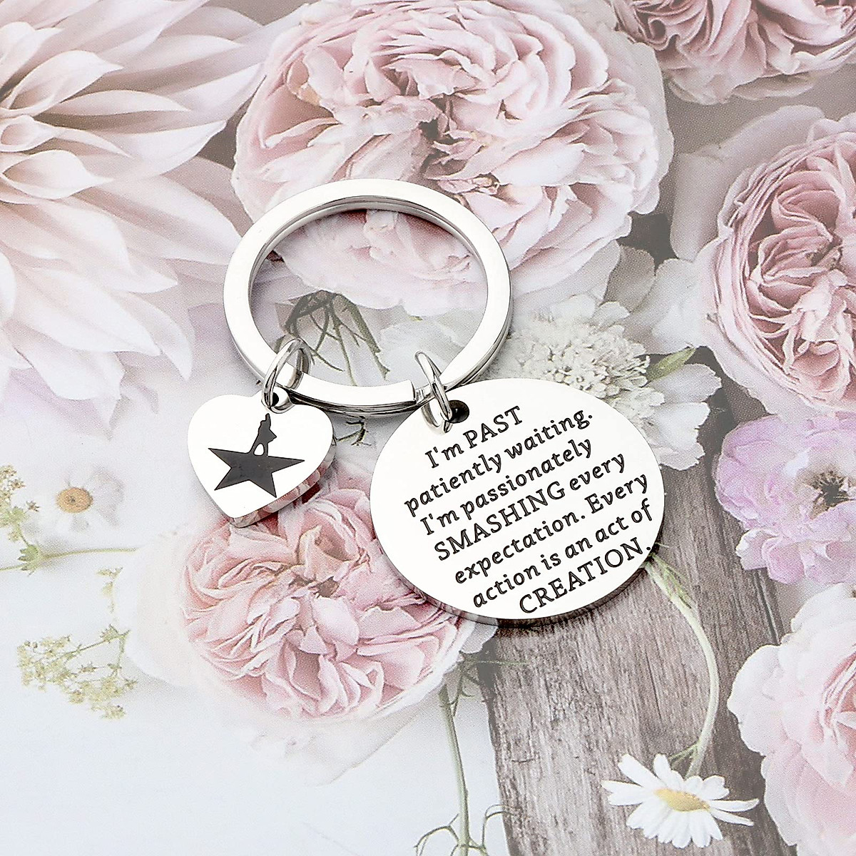 bobauna Hamilton Inspired Gift Hamilton Musical Keychain Broadway Jewelry For Musical Lover Fans (PAST patiently waiting keychain)