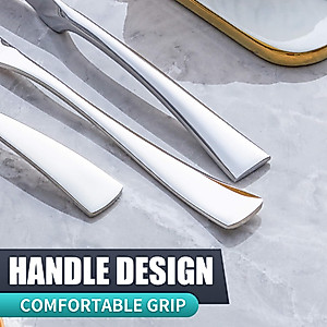 Joincook 24 Pieces Silverware Set with Steak Knives Service for 4,Modern 18/10 Stainless Steel Flatware Cutlery Set,Utensil Set for Home Restaurant Hotel,Mirror Polished,Dishwasher Safe