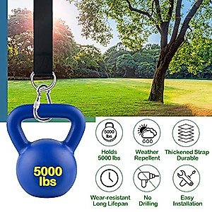Veriluck Super Thickened Tree Swing Straps Hanging Kit Holds 5000 lbs, 3FT/8FT/15FT/20FT/30FT, Enhanced Strength Weatherproof Hammock Tree Straps Fit All Swing Types, Safer & Easy Installation(3 FT)