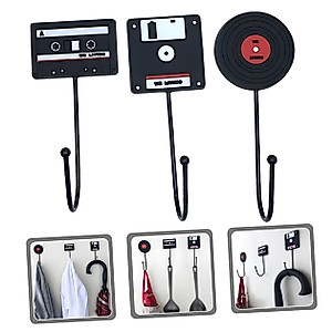 Zerodeko 3pcs Home Decoration Shower Room Towel Hooks Decorative Wall Hooks Adhesive Wall Hook Music Coat Hooks Magnetic Tape Household Key Hanger Soft Rubber Vintage Key Holder