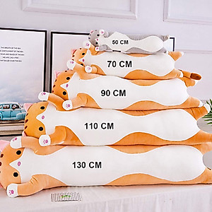 SNOWOLF Cute Cat Plush Long Body Pillow, 43 inch Cat Stuffed Animals Plushie Toy Soft Throw Sleeping Cotton Kitten Pillow Gift for Kids Girls (Gray, 43.3")