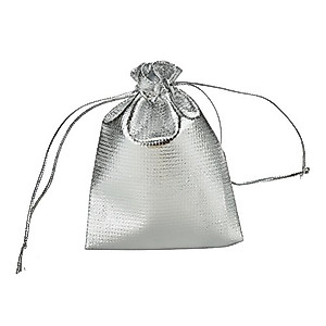 Wudygirl 100 PCS 3X4 inches Drawstring Satin Bags Mixed Gold Silver Jewelry Wedding Party Marbles Coins Pouches Bag (100 pcs Mix Gold Silver)