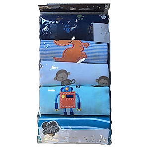 Monvecle Baby Boy 5pcs Pack Newborn to Toddler Cotton Long Cartoon Pants Gift Set 24M