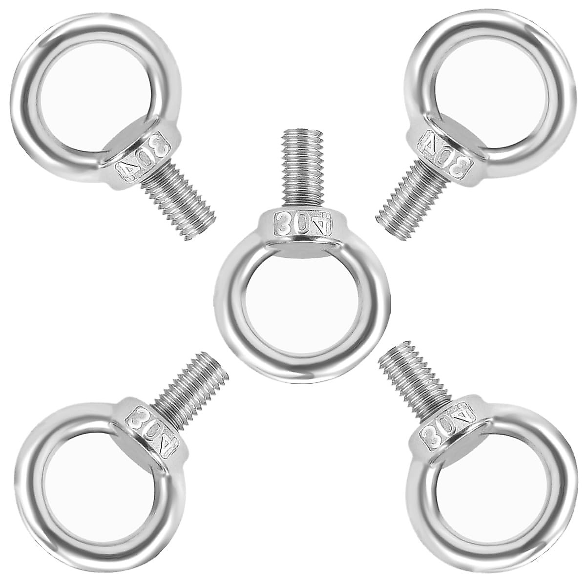 SamIdea(TM) 5-Pack M8 Stainless Steel Shoulder Lifting Eye Bolt Ring with Male Thread
